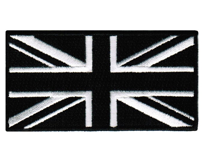 UNION JACK Black UK Flag Patch Iron-on Embroidered Applique - Etsy