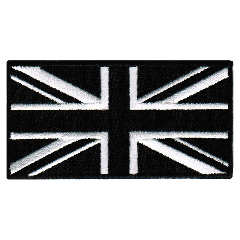 UNION JACK Black UK Flag Patch Iron-on Embroidered Applique Top Quality ...