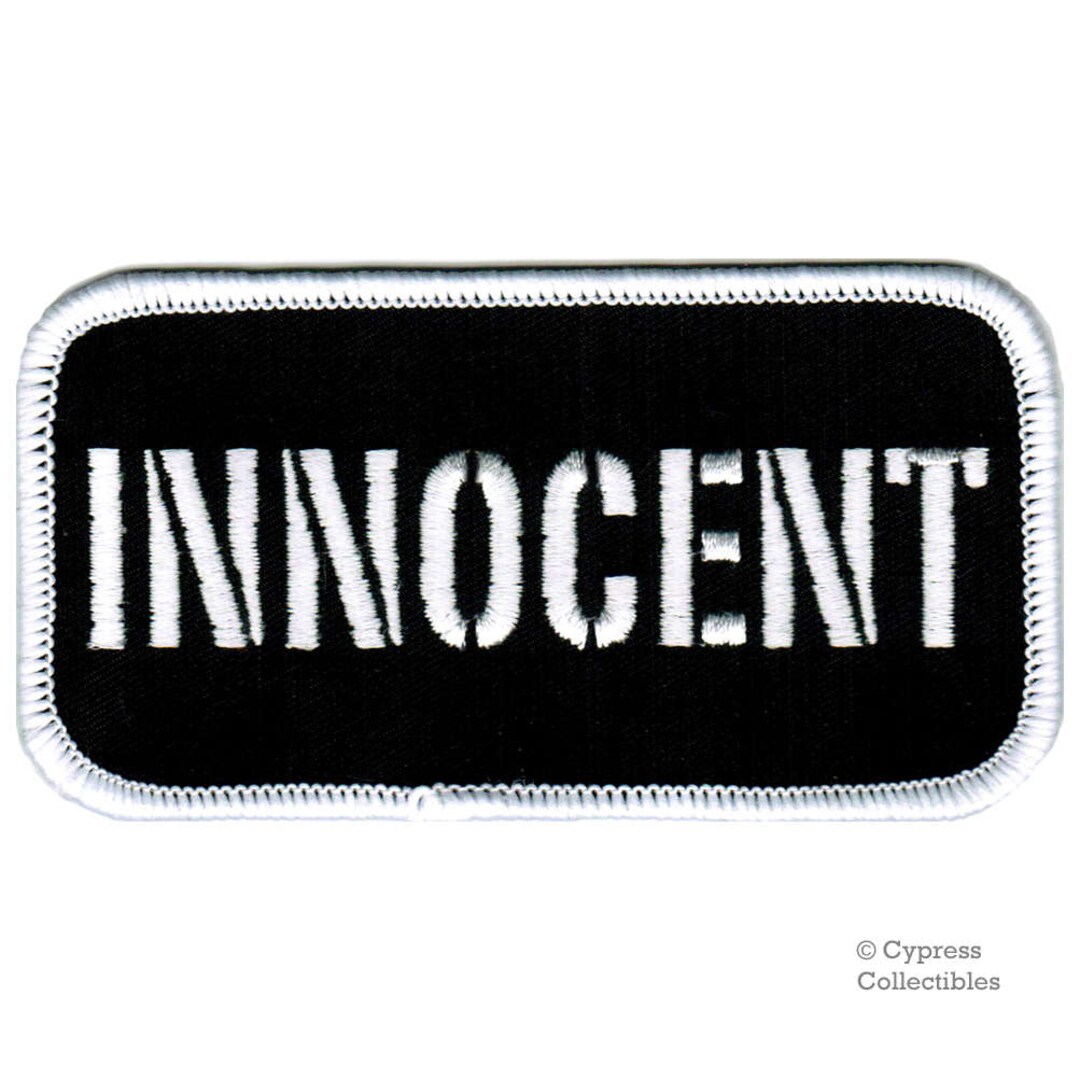 INNOCENT BIKER PATCH Iron-on Embroidered Applique Nametag Motorcycle ...
