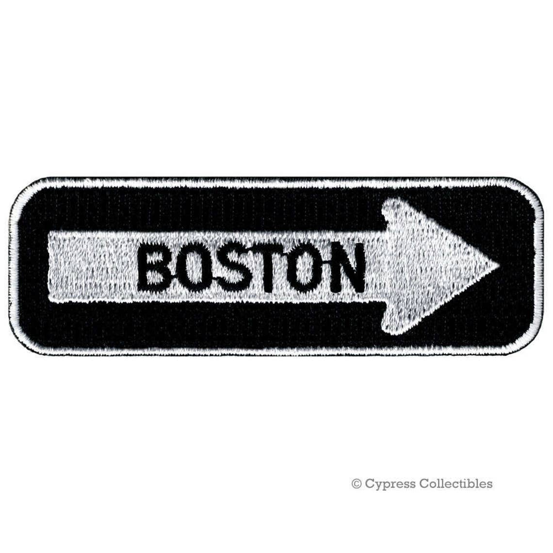 BOSTON ROAD SIGN Patch Embroidered Iron-on Applique One Way - Etsy
