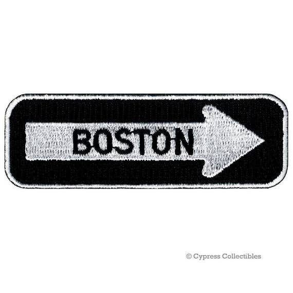 BOSTON ROAD SIGN Patch Embroidered Iron-on Applique One Way | Etsy