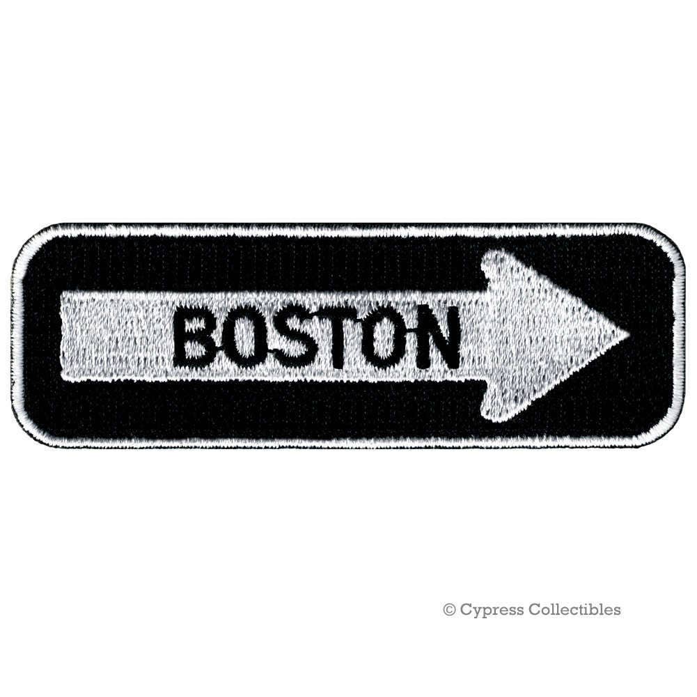 BOSTON ROAD SIGN patch embroidered iron-on One Way Highway | Etsy