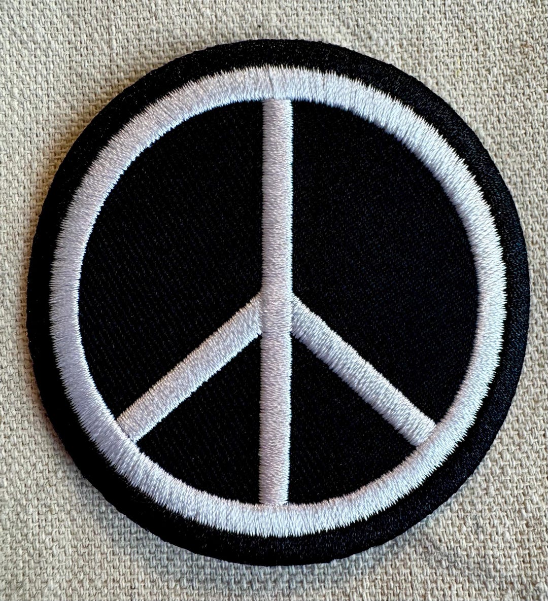 PEACE SIGN PATCH Iron-on Embroidered Anti-war Emblem Biker Applique ...