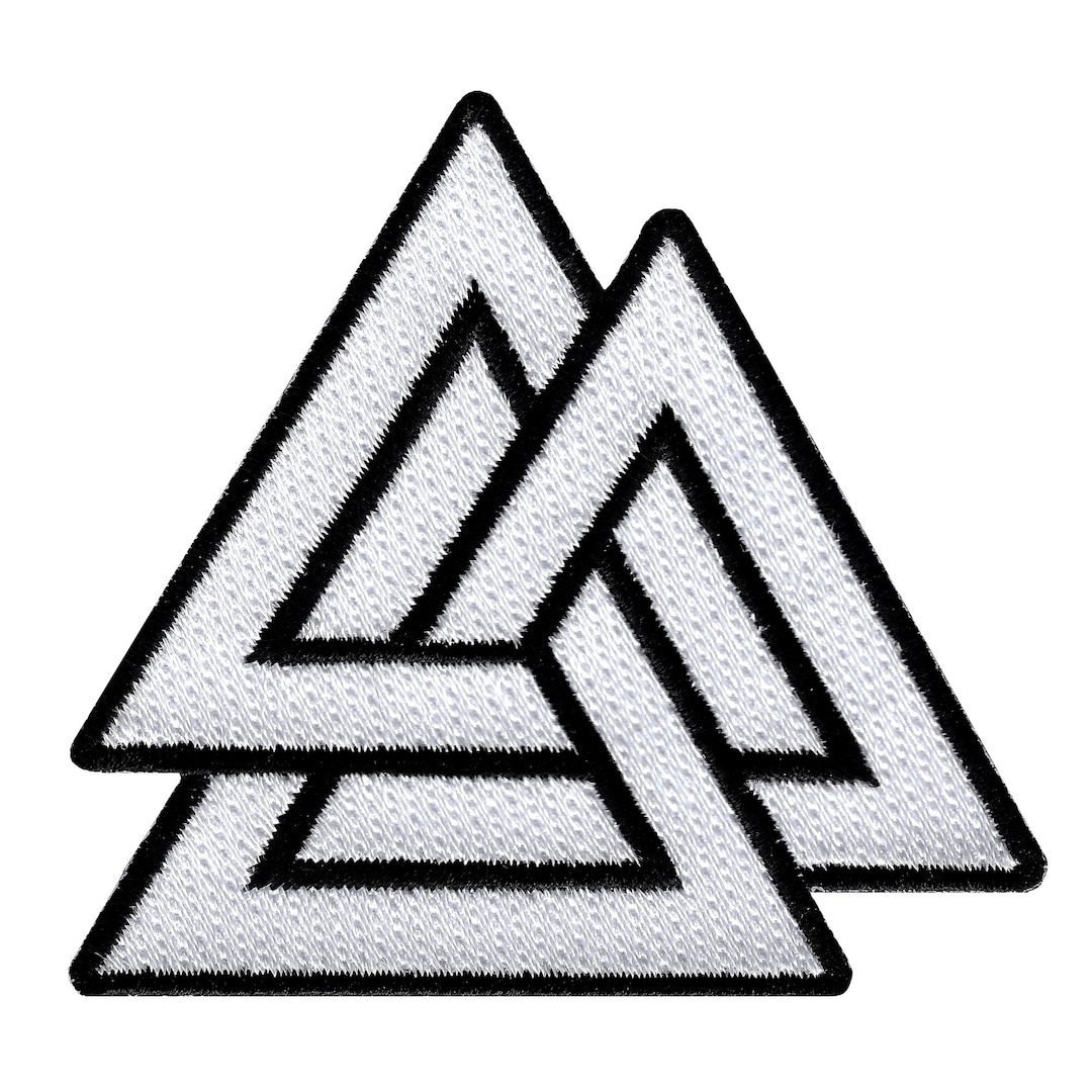 White VALKNUT KNOT PATCH Iron-on Embroidered Odin Norse Mythology Pagan ...