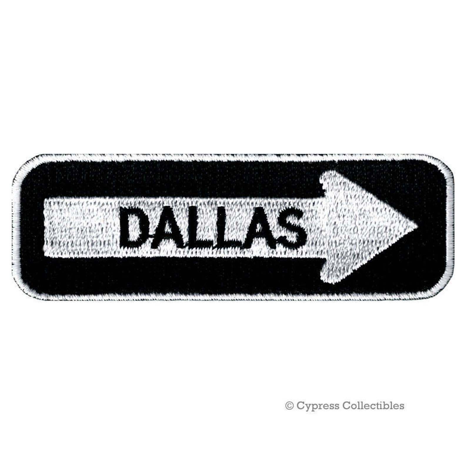 DALLAS ROAD SIGN Patch Embroidered Iron-on Applique One Way Highway ...