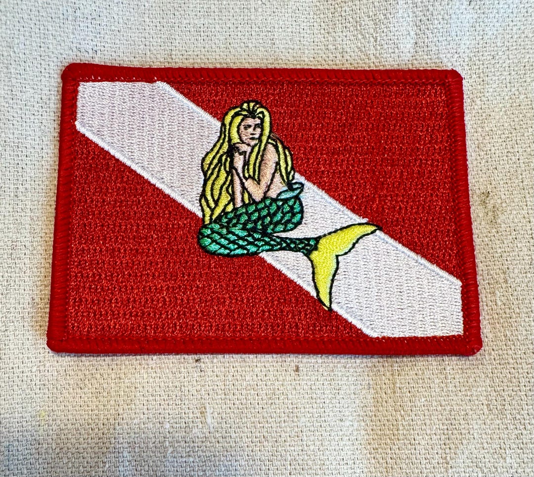 MERMAID SCUBA Flag PATCH Ocean Diving Iron-on Embroidered Applique ...