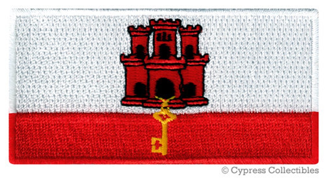 GIBRALTAR FLAG PATCH Iron-on Embroidered Applique Top Quality - Etsy