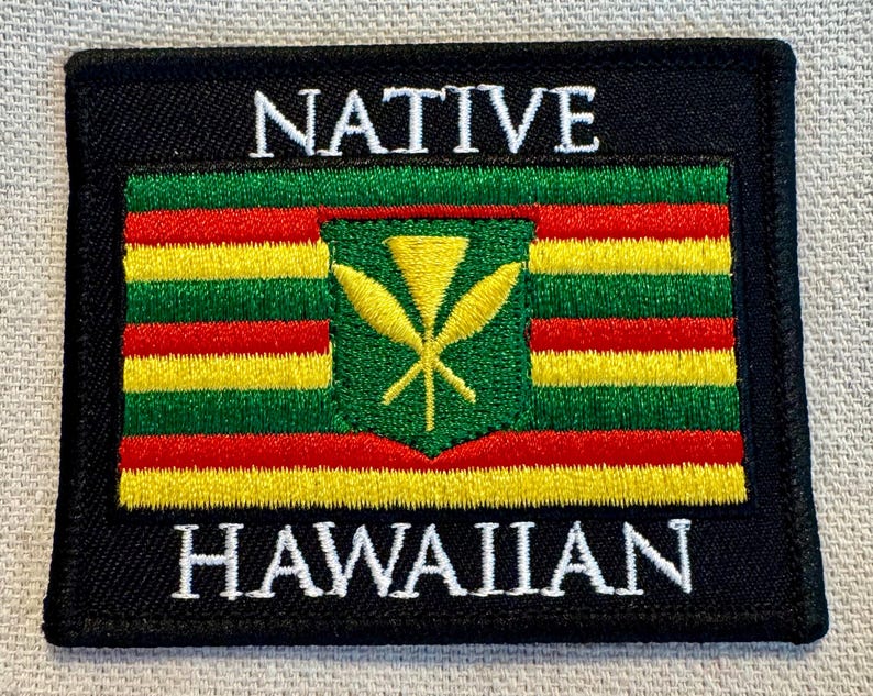 Native Hawaiian Patch Kanaka Maoli Flag: Embroidered Iron-on Applique ...