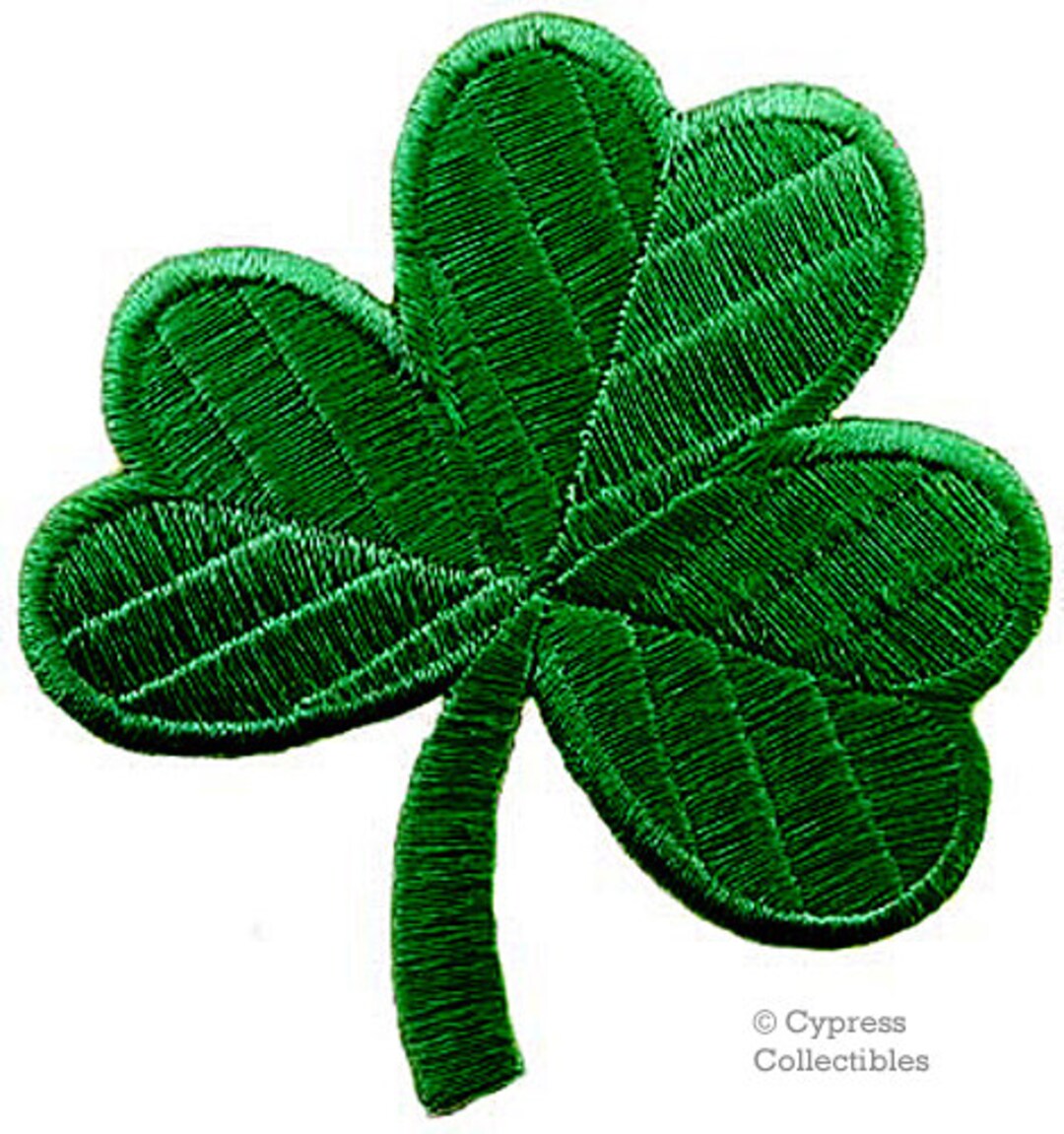 LUCKY IRISH CLOVER Patch Iron-on Embroidered Shamrock Ireland Dark ...