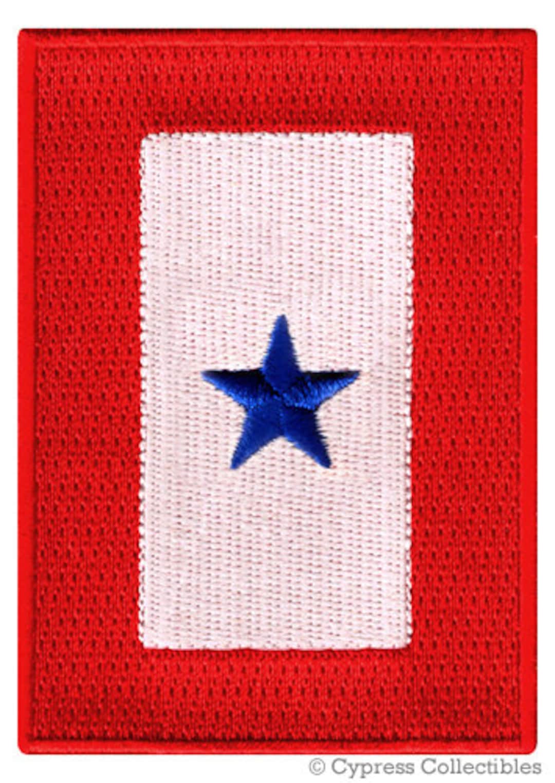 Military BLUE STAR FLAG Iron-on Embroidered Applique Combat Veteran ...