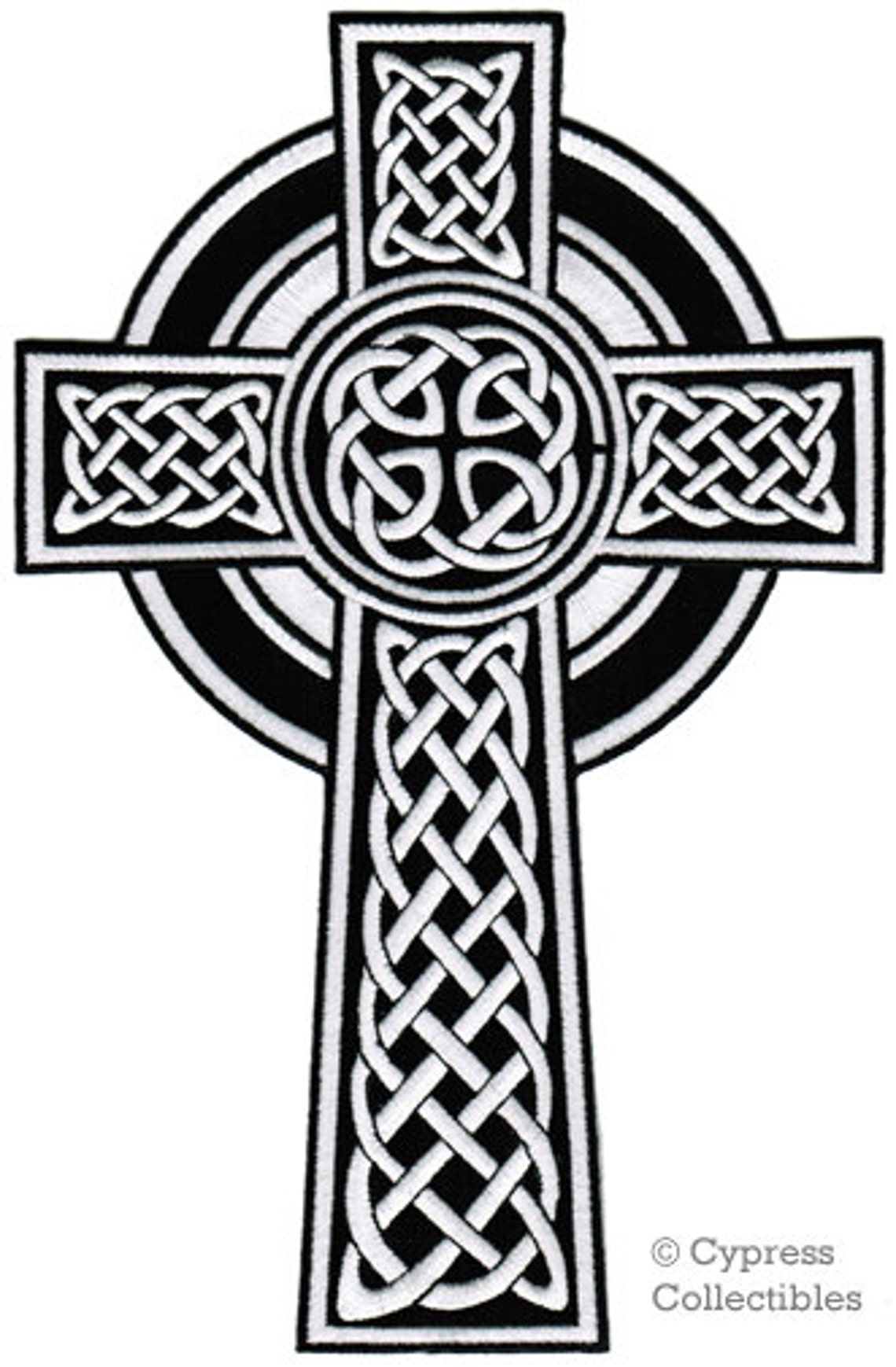 Large CELTIC CROSS PATCH Iron-on Embroidered Irish White | Etsy