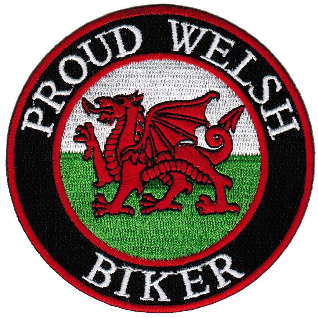 PROUD WELSH BIKER Patch Embroidered Iron-on Applique Wales Flag Cymru ...
