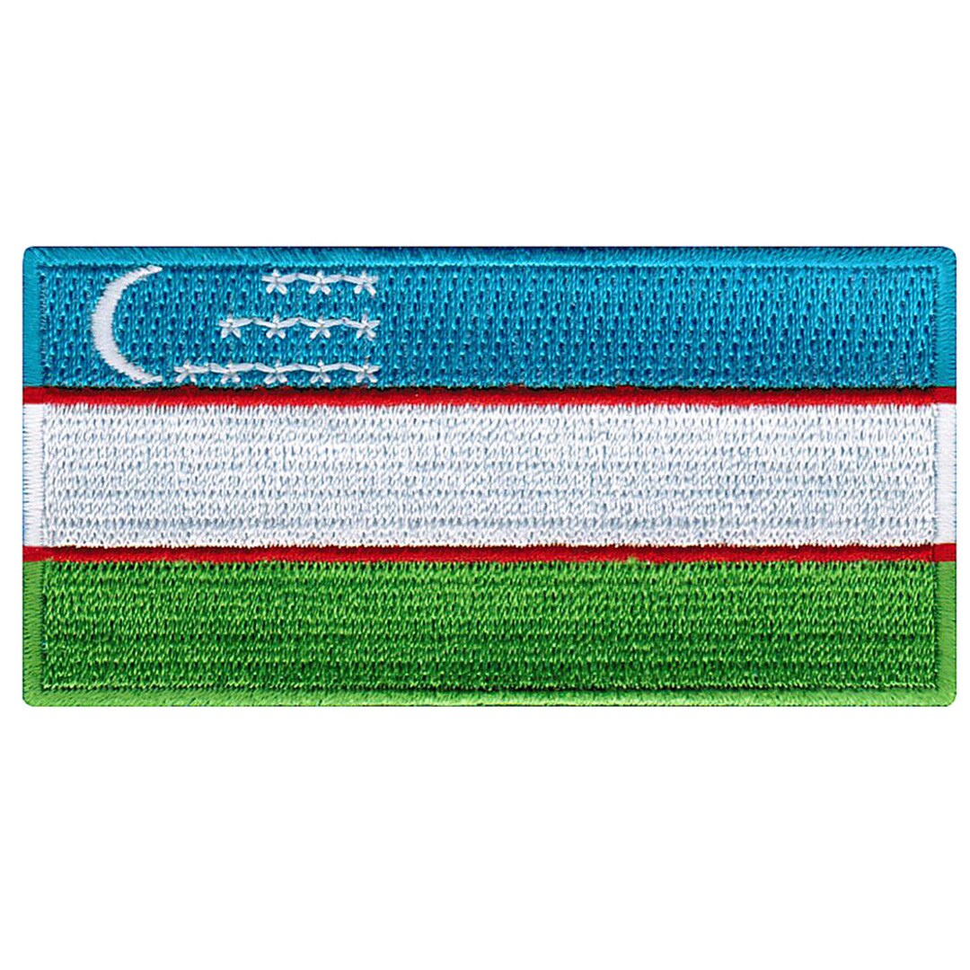 Uzbekistan Flag Patch: Embroidered Iron-on Applique (3.5x1.75-inches) - Etsy