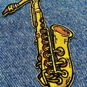 SAXOPHONE BAND PATCH Embroidered Iron-on Brass Musical Instrument ...