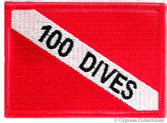 100 Dives DIVER DOWN FLAG Patch Scuba Diving embroidered | Etsy