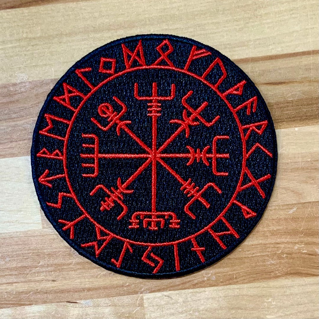 ICELANDIC COMPASS Iron-on Patch Embroidered Norway Historical Viking ...