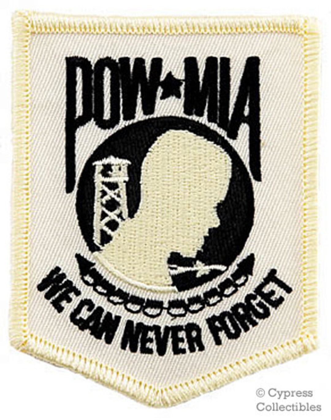 POW-MIA PATCH White Iron-on Embroidered Applique Military Emblem ...