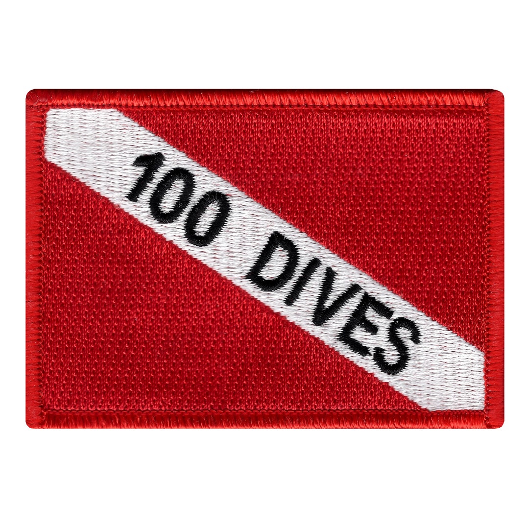 100 Dives DIVER DOWN FLAG Patch Scuba Diving Embroidered Iron-on Applique Emblem - Etsy