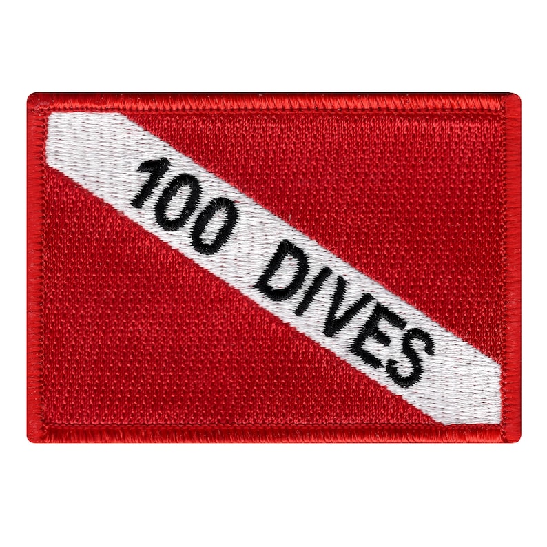 100 Dives DIVER DOWN FLAG Patch Scuba Diving Embroidered - Etsy