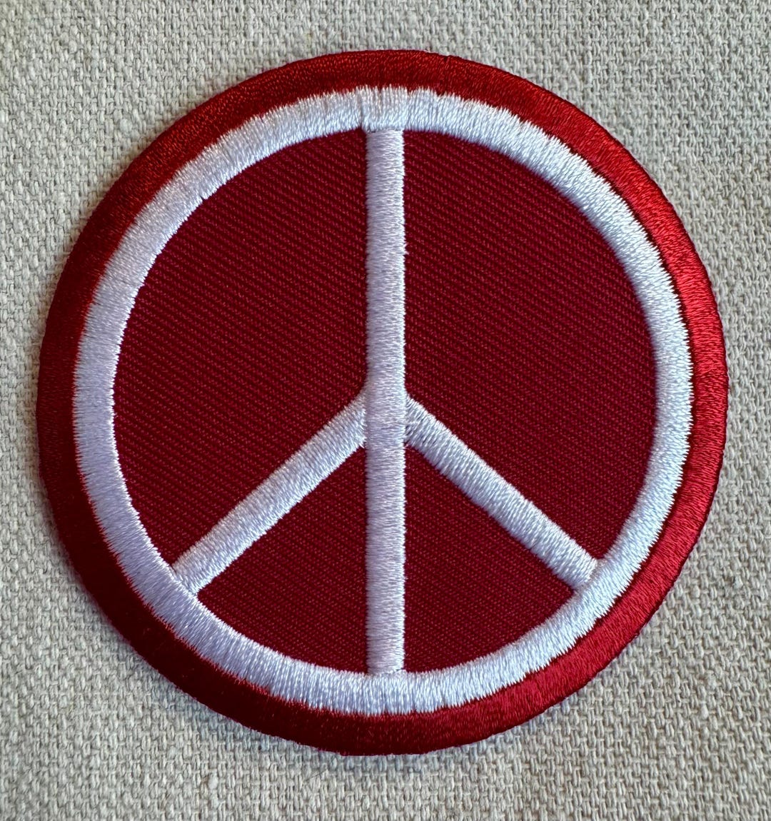 PEACE SIGN PATCH Iron-on Embroidered Anti-war Emblem Biker Applique ...