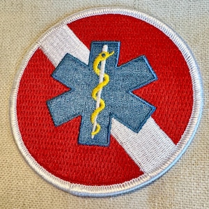 EMT SCUBA Round Patch Rescue Diver Iron-on Embroidered Star of Life ...