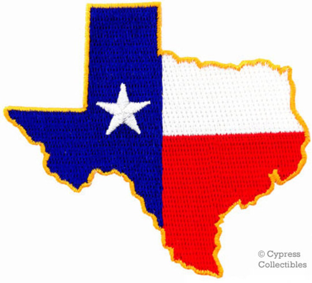 TEXAS Outline Shape STATE Flag PATCH Iron-on Embroidered Applique Top ...