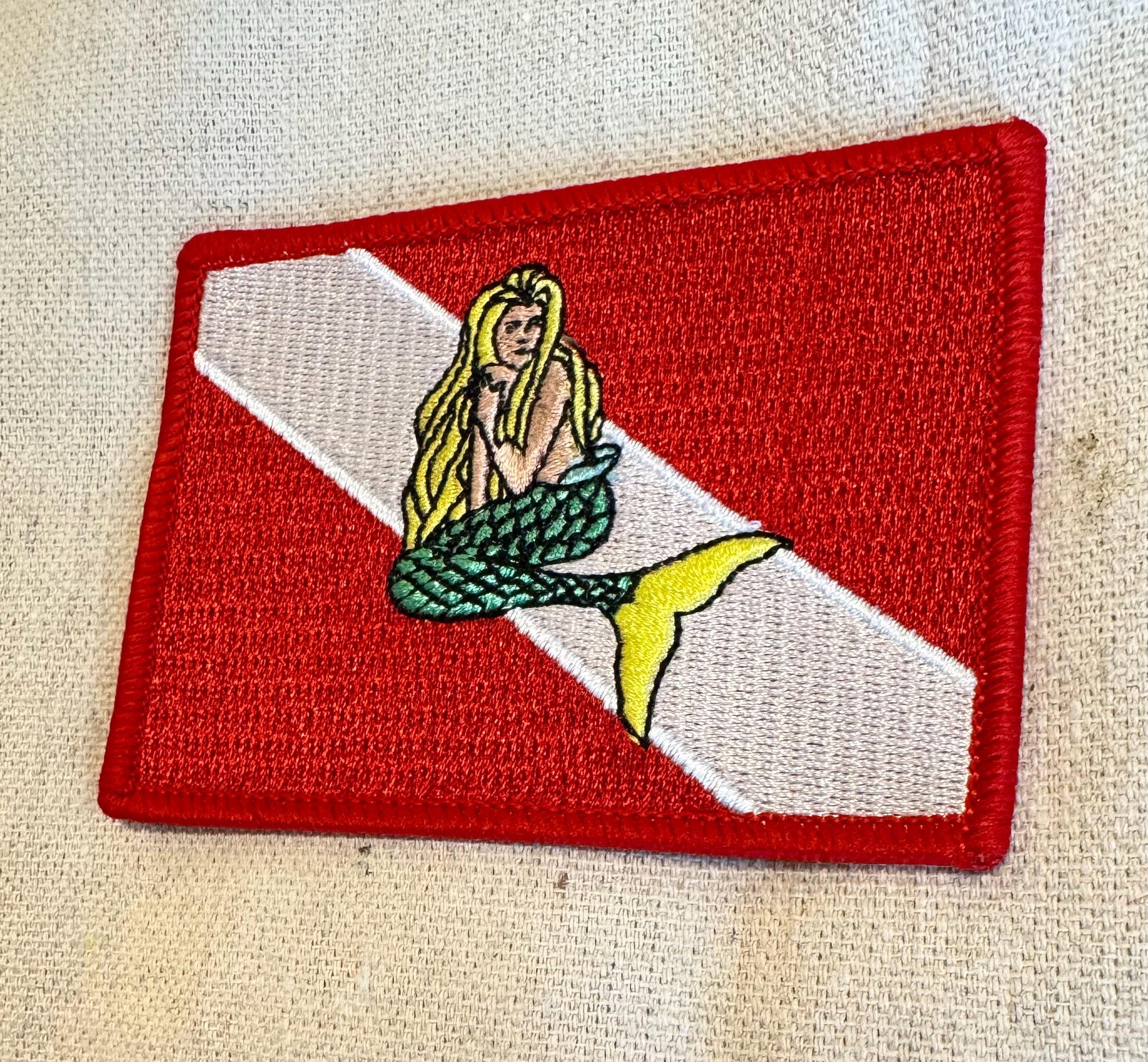 MERMAID SCUBA Flag PATCH Ocean Diving Iron-on Embroidered Applique ...