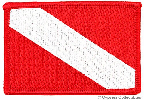 DIVER DOWN FLAG Patch Scuba Diving embroidered iron-on Red | Etsy