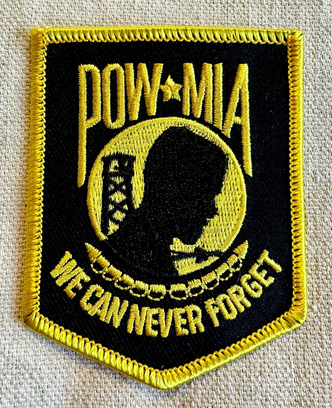 POW-MIA PATCH Black/gold Iron-on Embroidered Applique Military Emblem ...