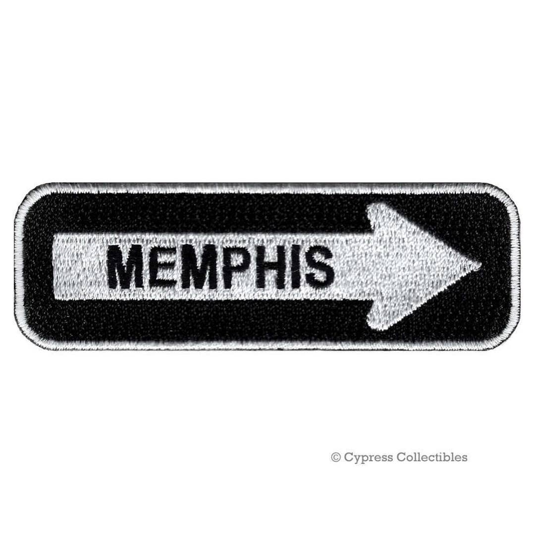 MEMPHIS ROAD SIGN Patch Embroidered Iron-on Applique One Way Highway ...