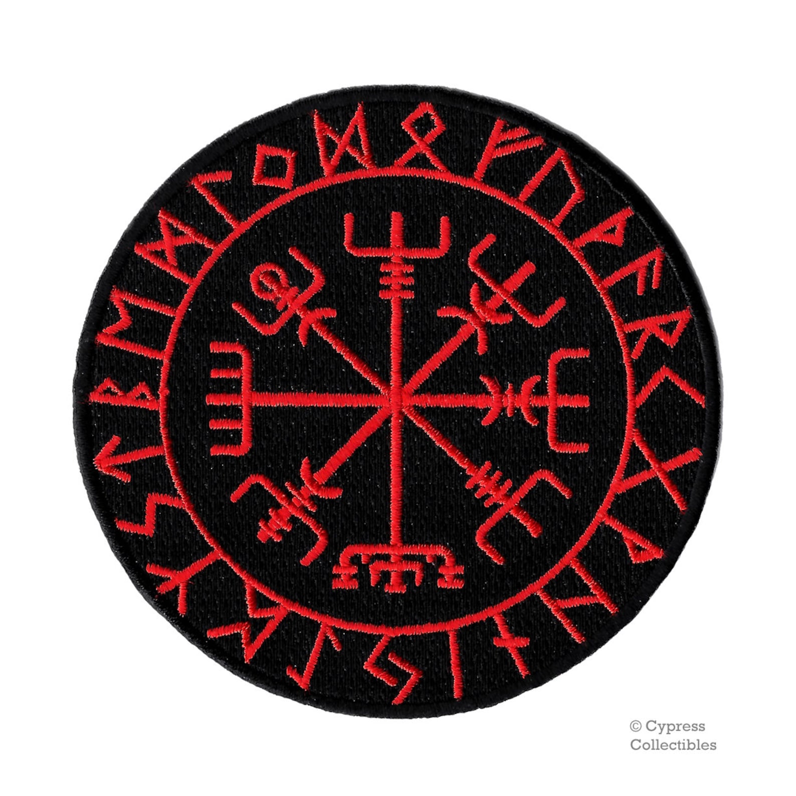 ICELANDIC COMPASS Iron-on Patch Embroidered Norway Historical Viking ...