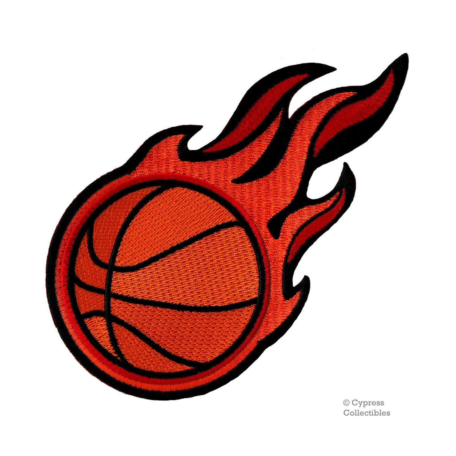 FLAMING BASKETBALL PATCH Iron-on Embroidered Applique Major - Etsy