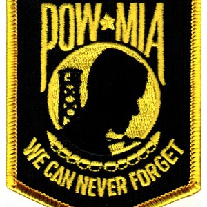 POW-MIA PATCH Black/gold Iron-on Embroidered Applique Military Emblem ...