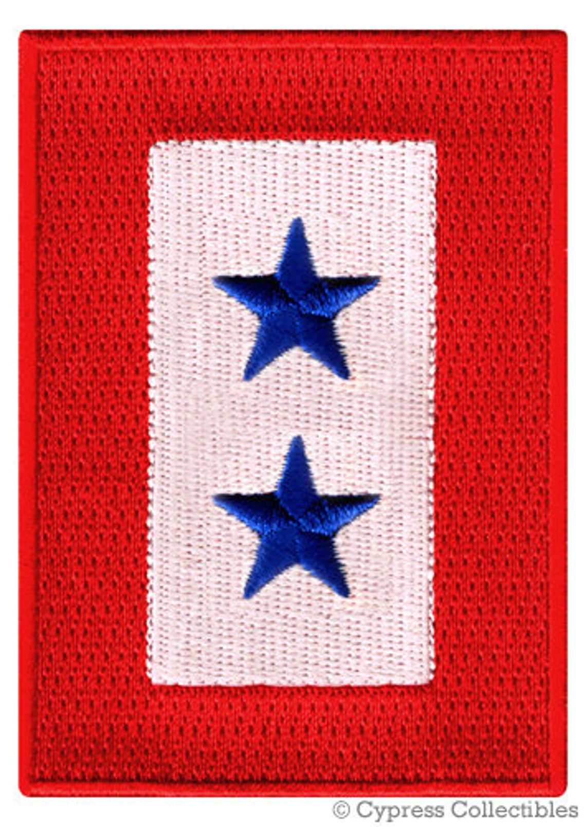 Military TWO BLUE STAR Flag Iron-on Embroidered Applique Combat Veteran ...