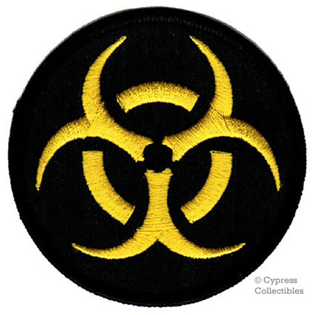 BIOHAZARD SYMBOL PATCH Iron-on Embroidered Zombie Symbol Warning Sign ...