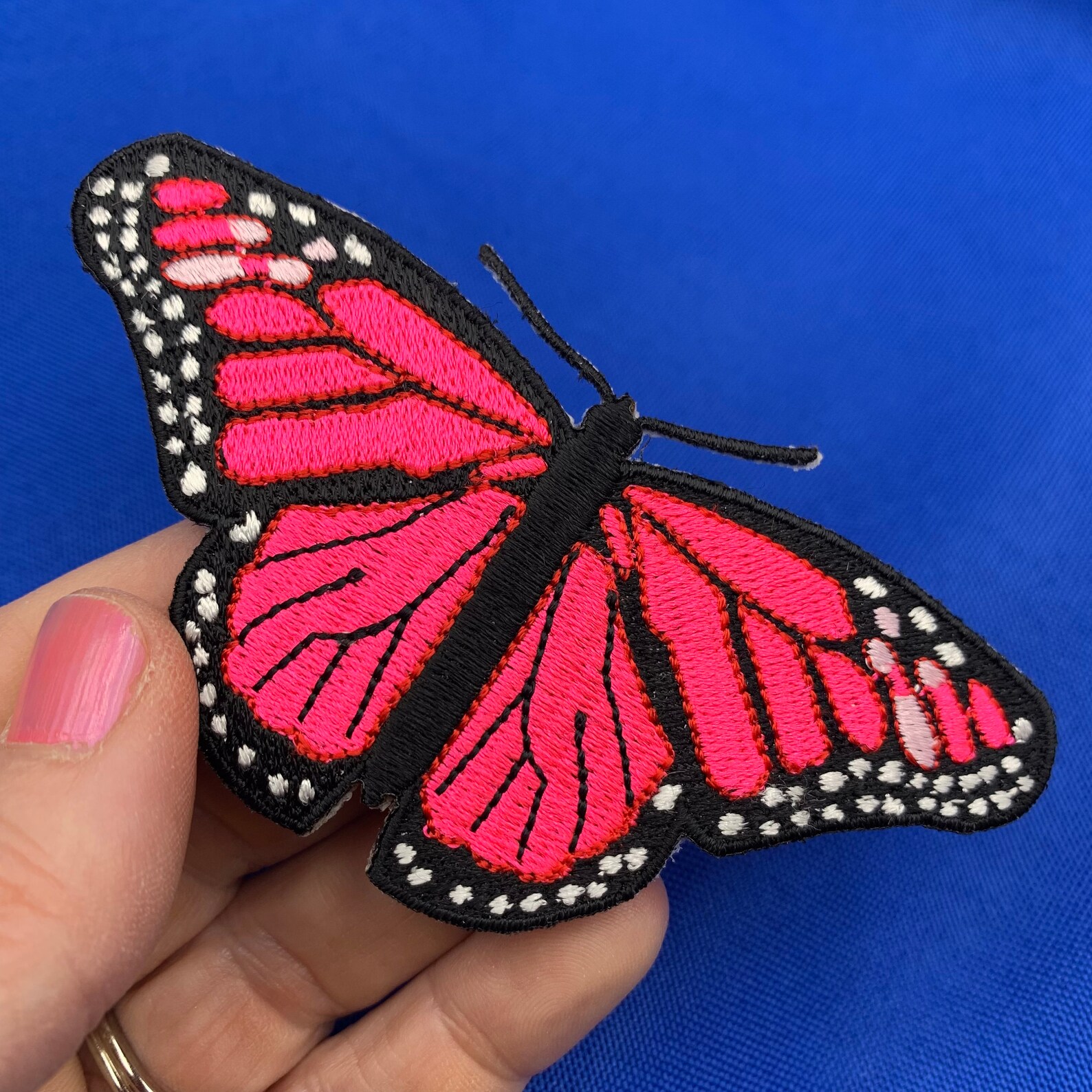 PINK MONARCH BUTTERFLY Patch Iron-on Embroidered Applique - Etsy
