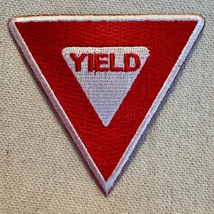 YIELD SIGN PATCH Embroidered Iron-on Applique Highway Traffic Sign Road ...