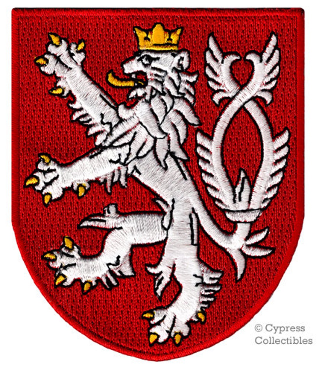 CZECH COAT of ARMS Patch Iron-on Embroidered Applique Bohemian Lion ...
