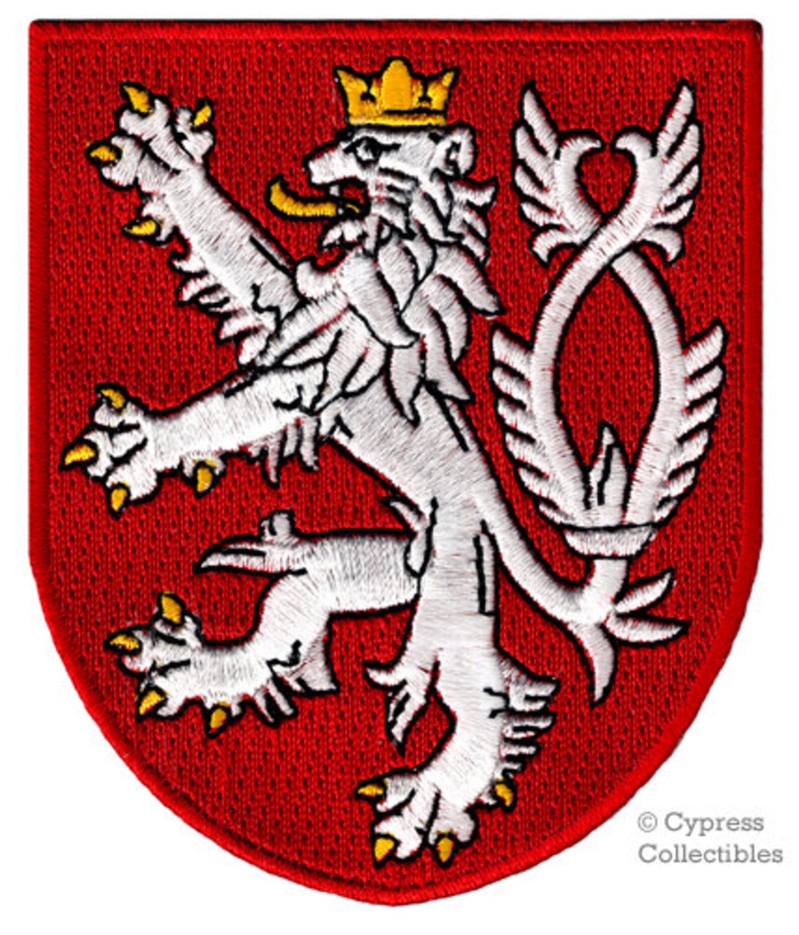 CZECH COAT of ARMS Patch Iron-on Embroidered Applique Bohemian Lion ...