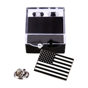 Black USA Flag LAPEL PIN Hard Enamel American Military Symbol Emblem ...