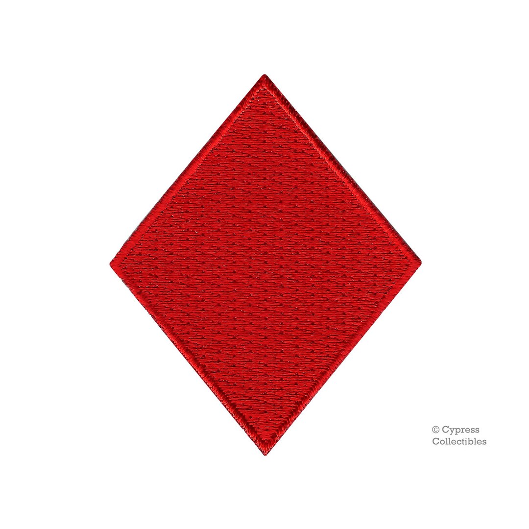 RED DIAMOND PATCH Iron-on Embroidered Playing Card Poker Blackjack Suit ...
