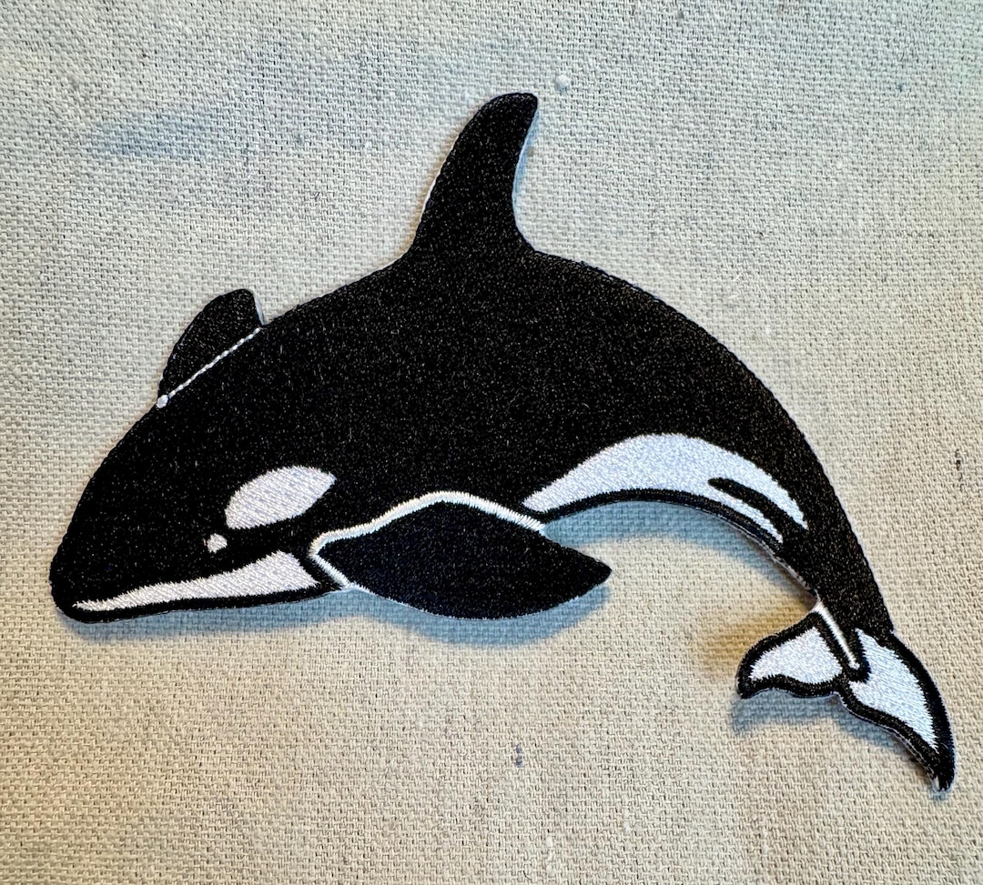 KILLER WHALE PATCH Iron-on Embroidered Porpoise Ocean Mammal Orca ...