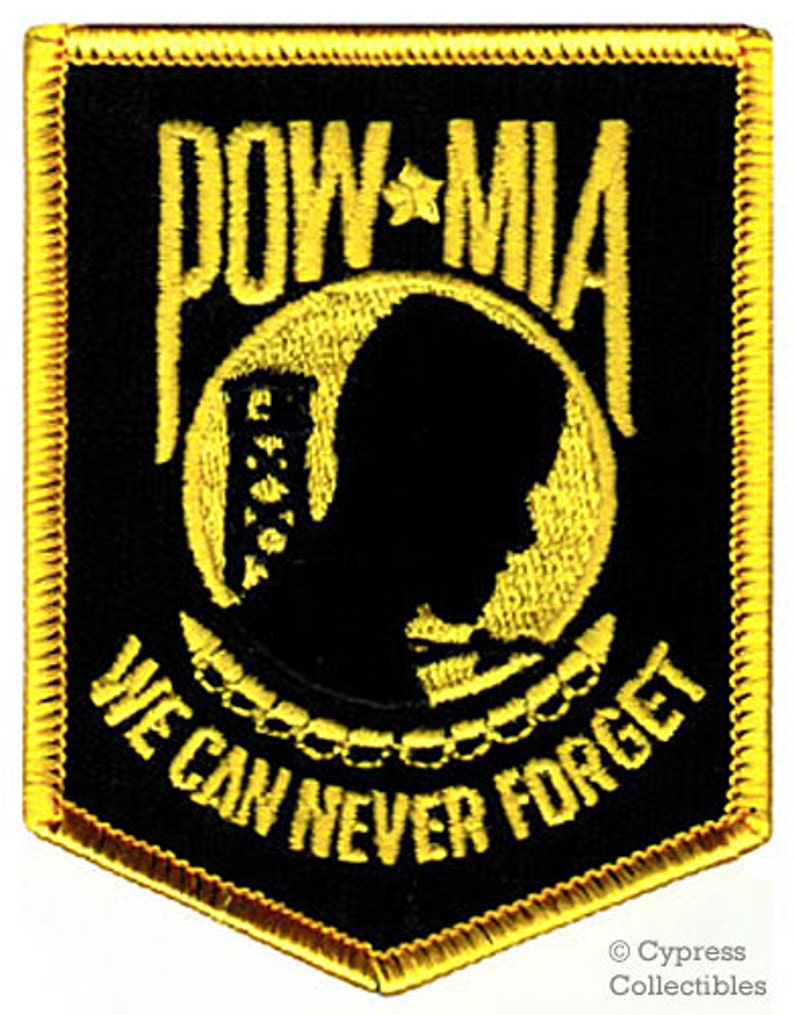 POW-MIA PATCH Black/Gold iron-on embroidered applique Military | Etsy