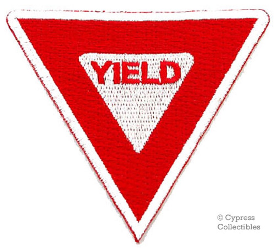 YIELD SIGN PATCH Embroidered Iron-on Applique Highway Traffic Sign Road ...