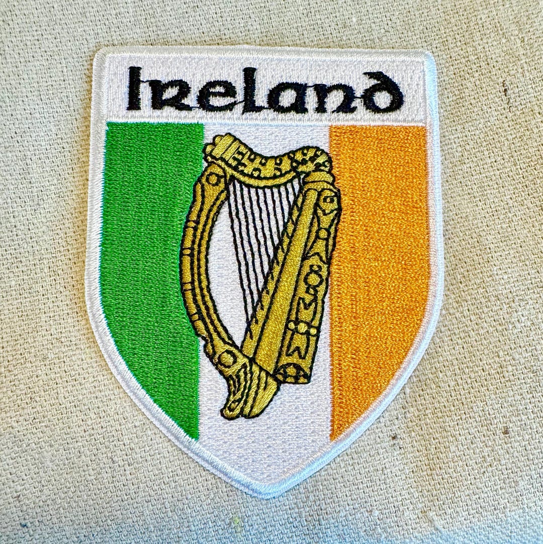 IRELAND COAT of ARMS Patch Iron-on Embroidered Applique Irish Harp Flag ...