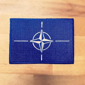 NATO MILITARY FLAG Patch Iron-on Embroidered Applique Europe North ...