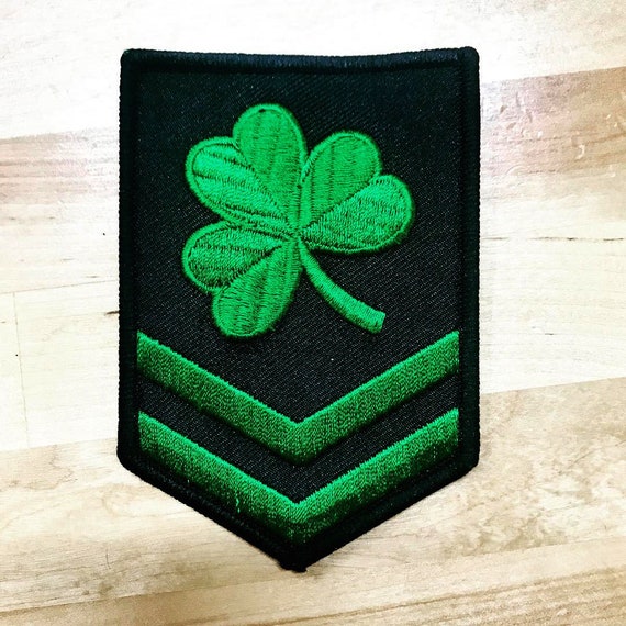 IRISH SHAMROCK MILITARY Patch Iron-on Embroidered Lucky Green | Etsy