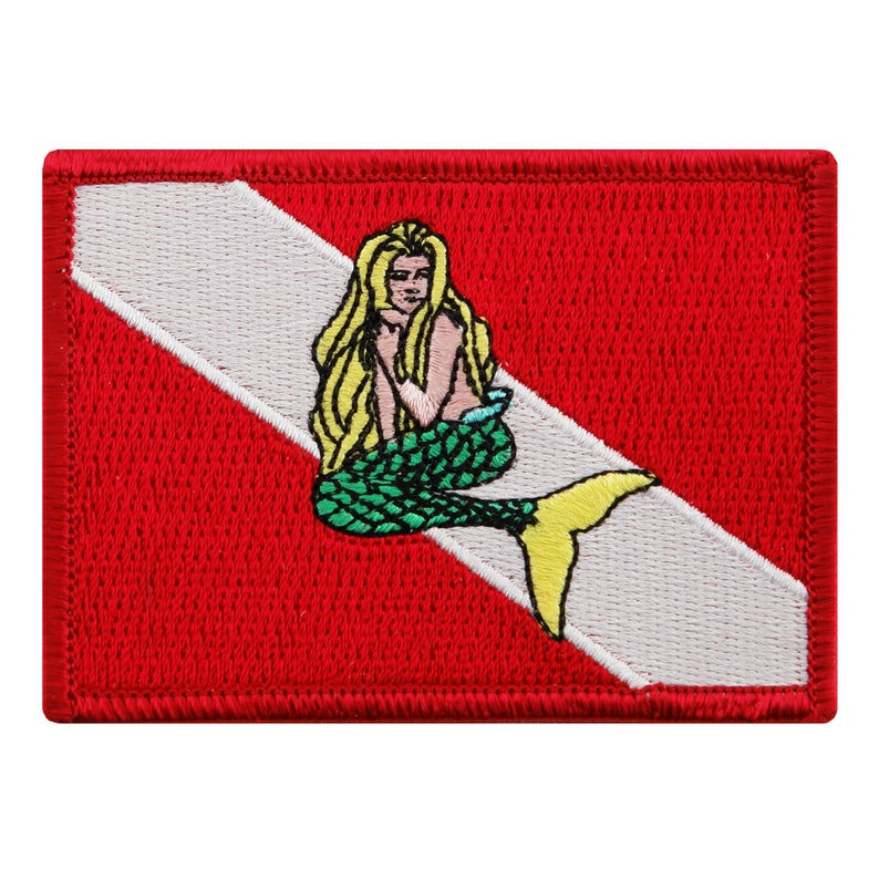 MERMAID SCUBA Flag PATCH Ocean Diving Iron-on Embroidered Applique ...