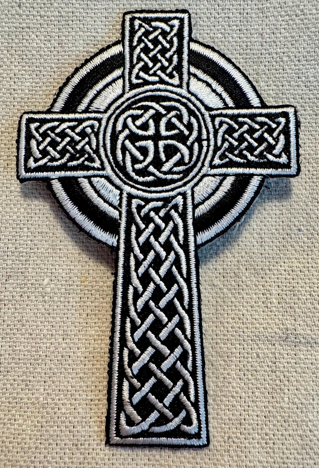 CELTIC CROSS PATCH Iron-on Embroidered Irish White Applique - Etsy