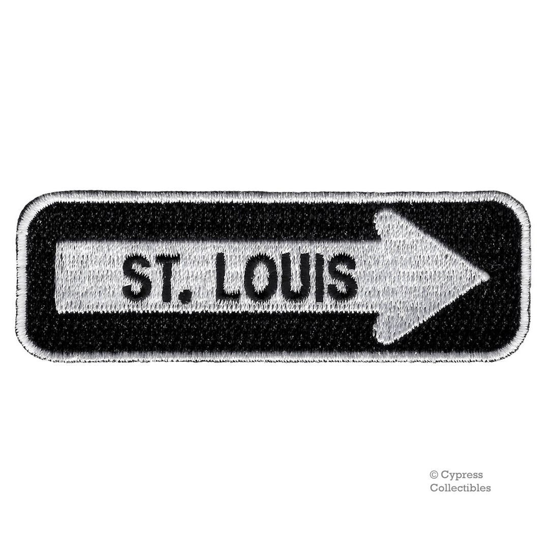 ST. LOUIS ROAD Sign Patch Embroidered Iron-on Applique One Way Highway ...